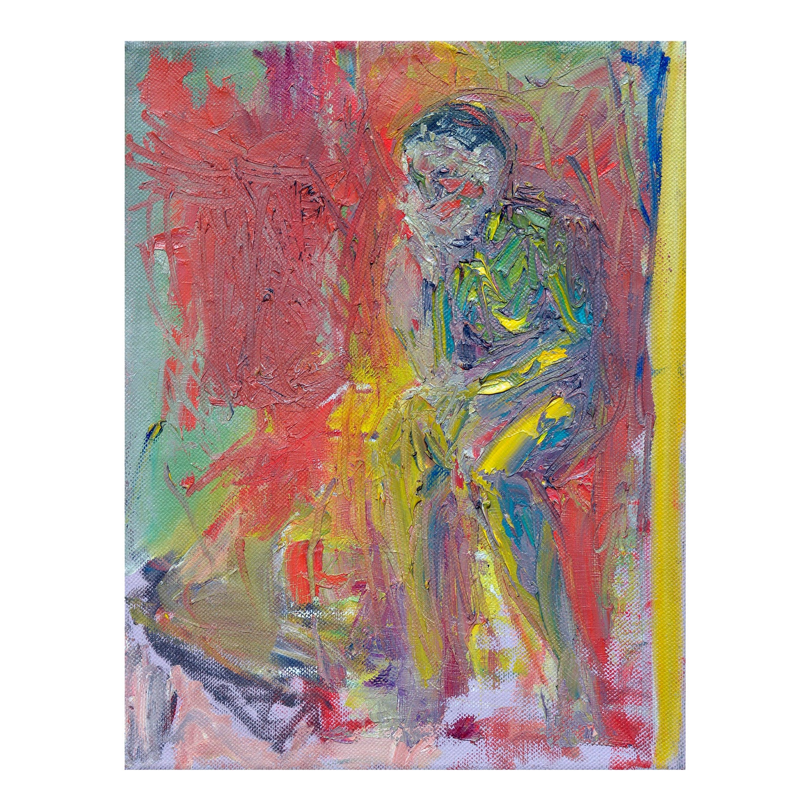 Abstract Expressionist Seated Man Figurative by Daniel David Fuentes ...