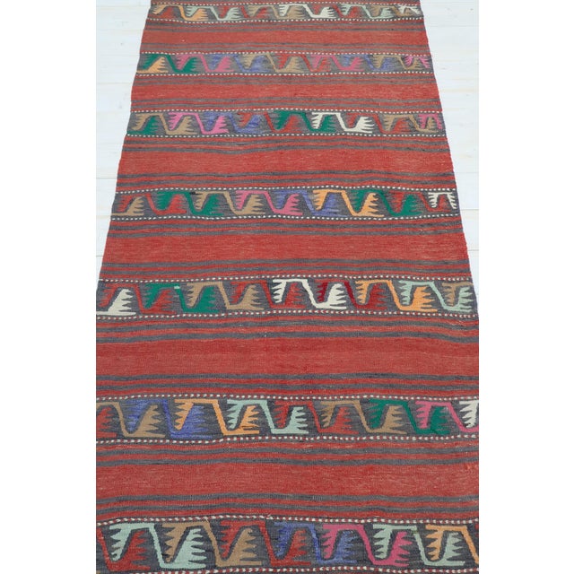 Vintage Turkish Red Kilim Runner-3’4’x11’10" | Chairish