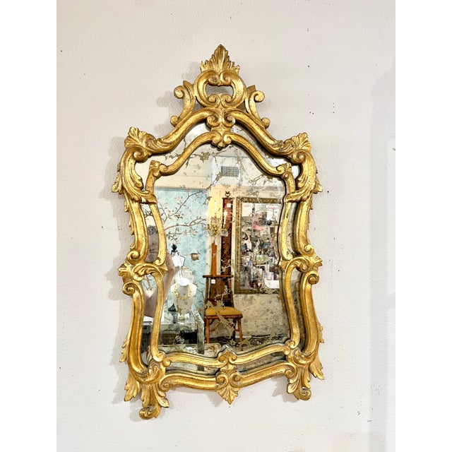 Vintage Hollywood Regency Rococo Style Italian Gilt Wood Mirror | Chairish