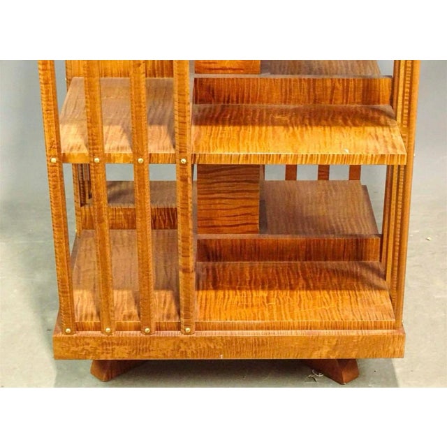 Antique Large Rotating Wood Book Case Bookshelf | Chairish