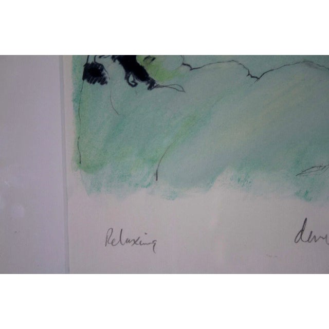 1970s Relaxing Signed Modern Abstract Female Nude Pastel on Paper ...