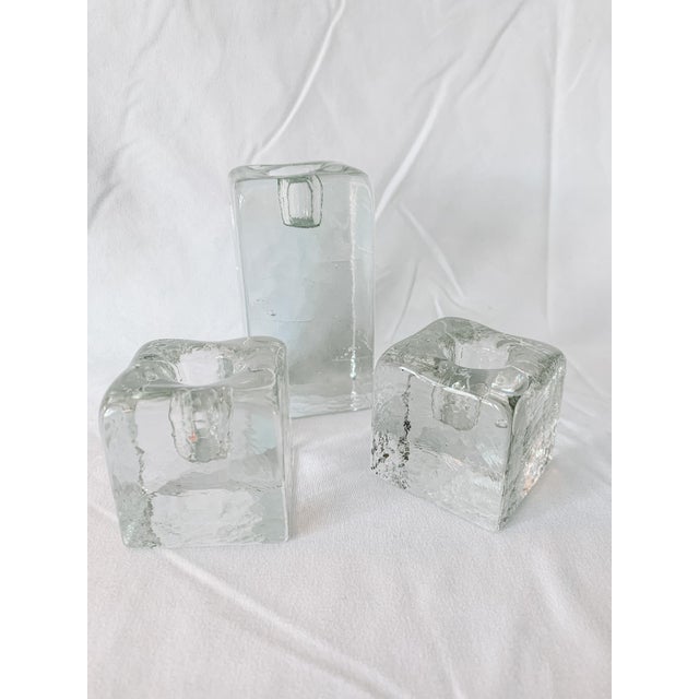 1980s Vintage Postmodern Blenko-Style Candlesticks- Set of 3 | Chairish