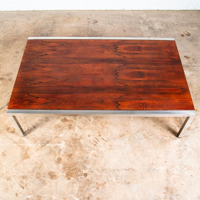 1960s Mid Century Danish Modern Brazilian Rosewood Large Steel Coffee ...
