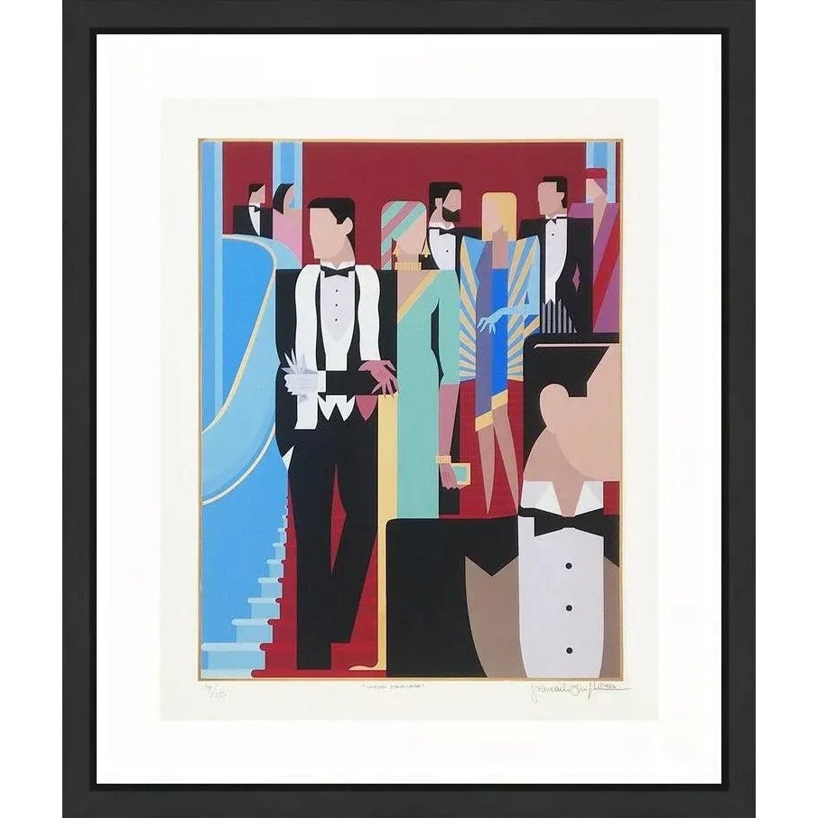 1980s Grand Staircase Art Deco Revival Figurative Print by Giancarlo ...