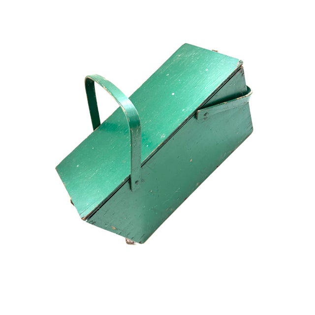 Vintage Large Green Box With Handles Wood Storage Box Basket Cooler or ...