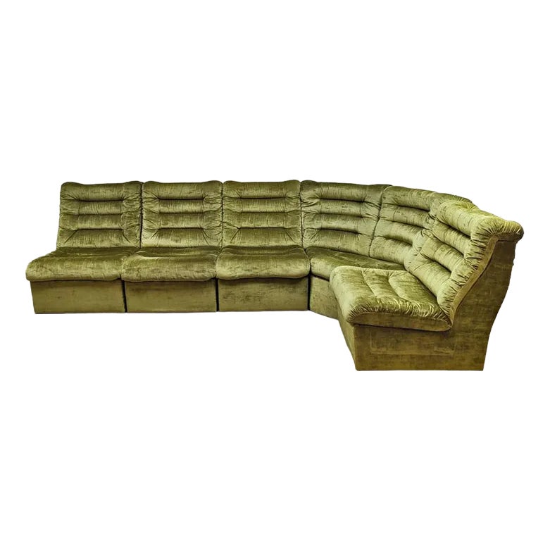 Vintage Modular Lounge Sofa in Velvet, 1970s, Set of 5 | Chairish