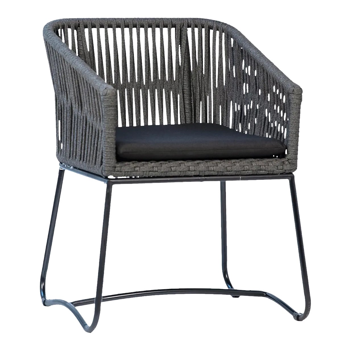 Black & Grey Rope Dining Chair | Chairish