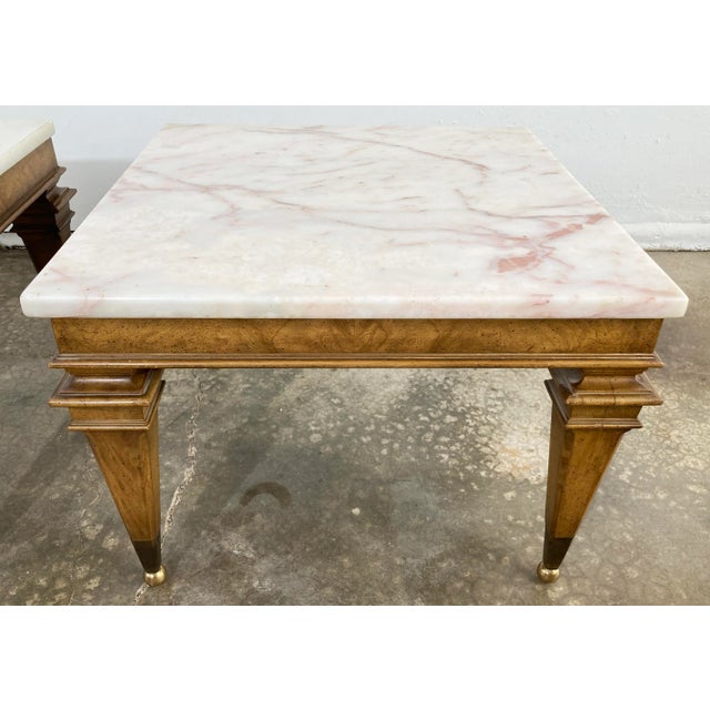 Vintage Sculptural Weiman Marble Top Wood Tables, a Pair | Chairish