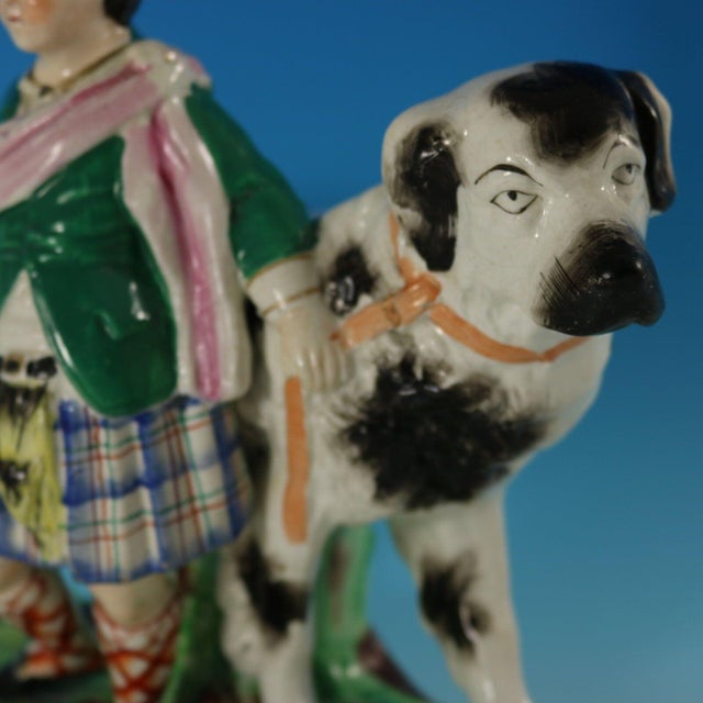 Late 19th Century Staffordshire Pottery Boy With St. Bernard Figure ...