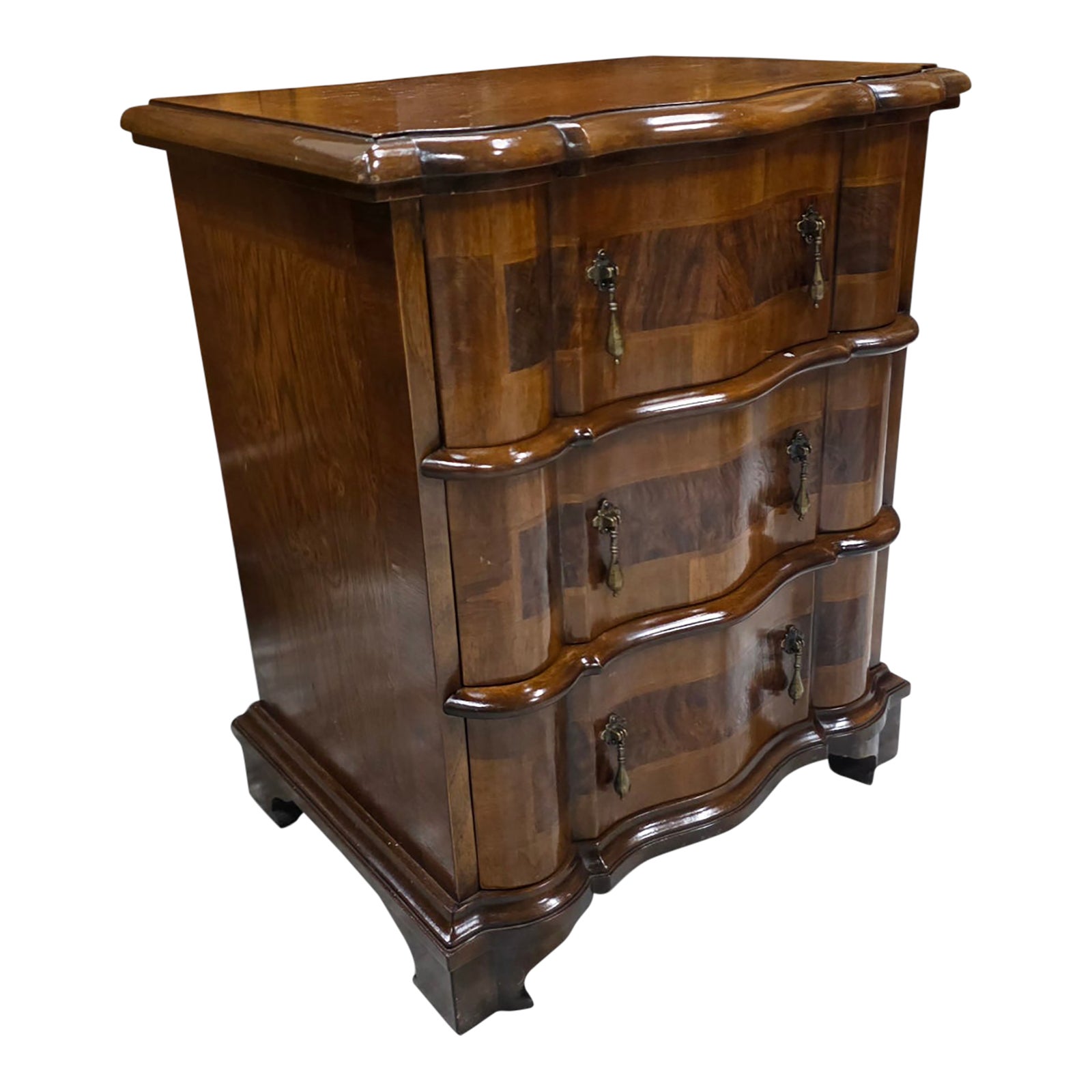 Vintage Italian Baroque Style Burl Walnut Serpentine Chest of Drawers ...