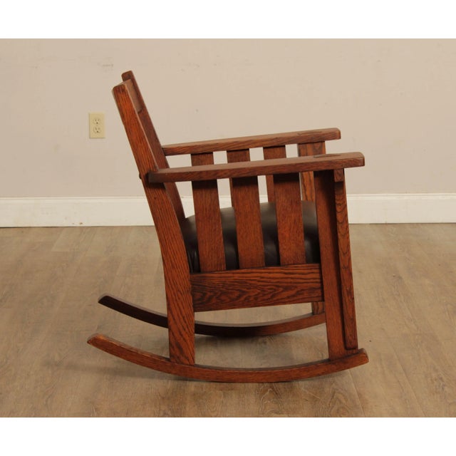 Antique Mission Oak & Leather Rockers Attributed to Harden - A Pair ...