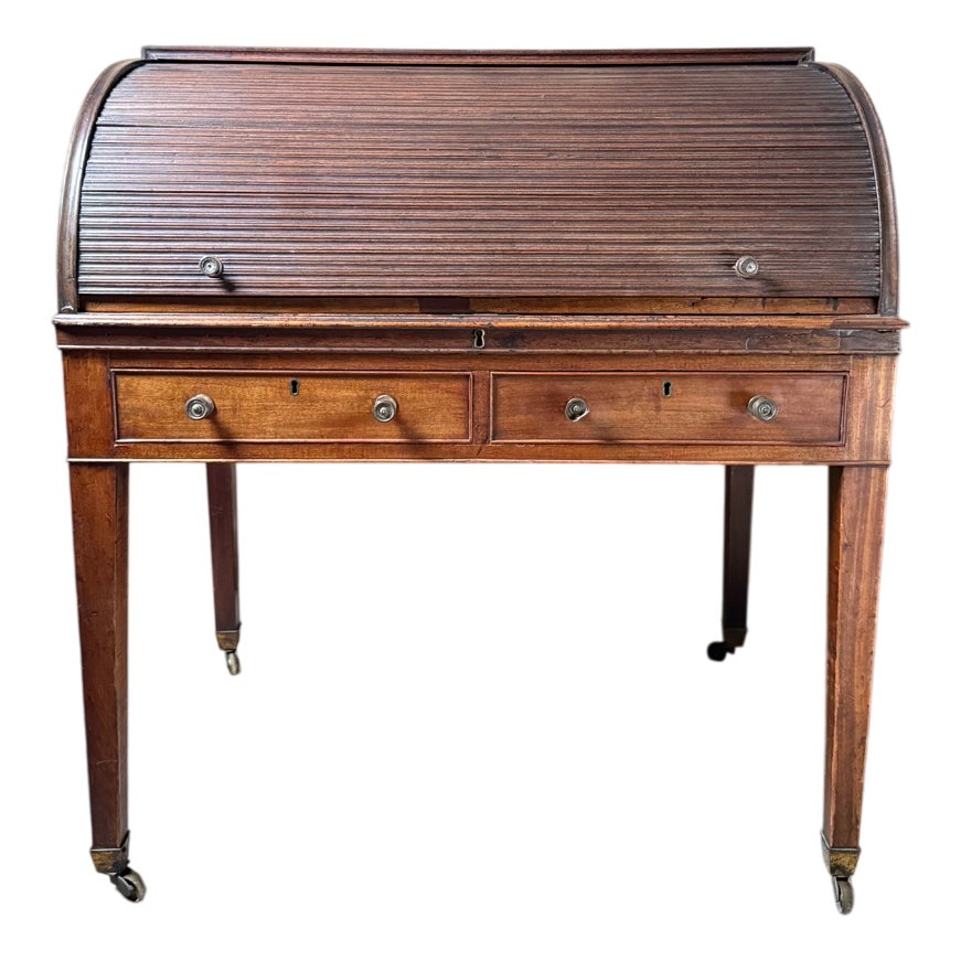 18th Century George III Mahogany Cylinder Writing Desk | Chairish