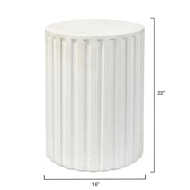 Fluted Column Side Table in White | Chairish