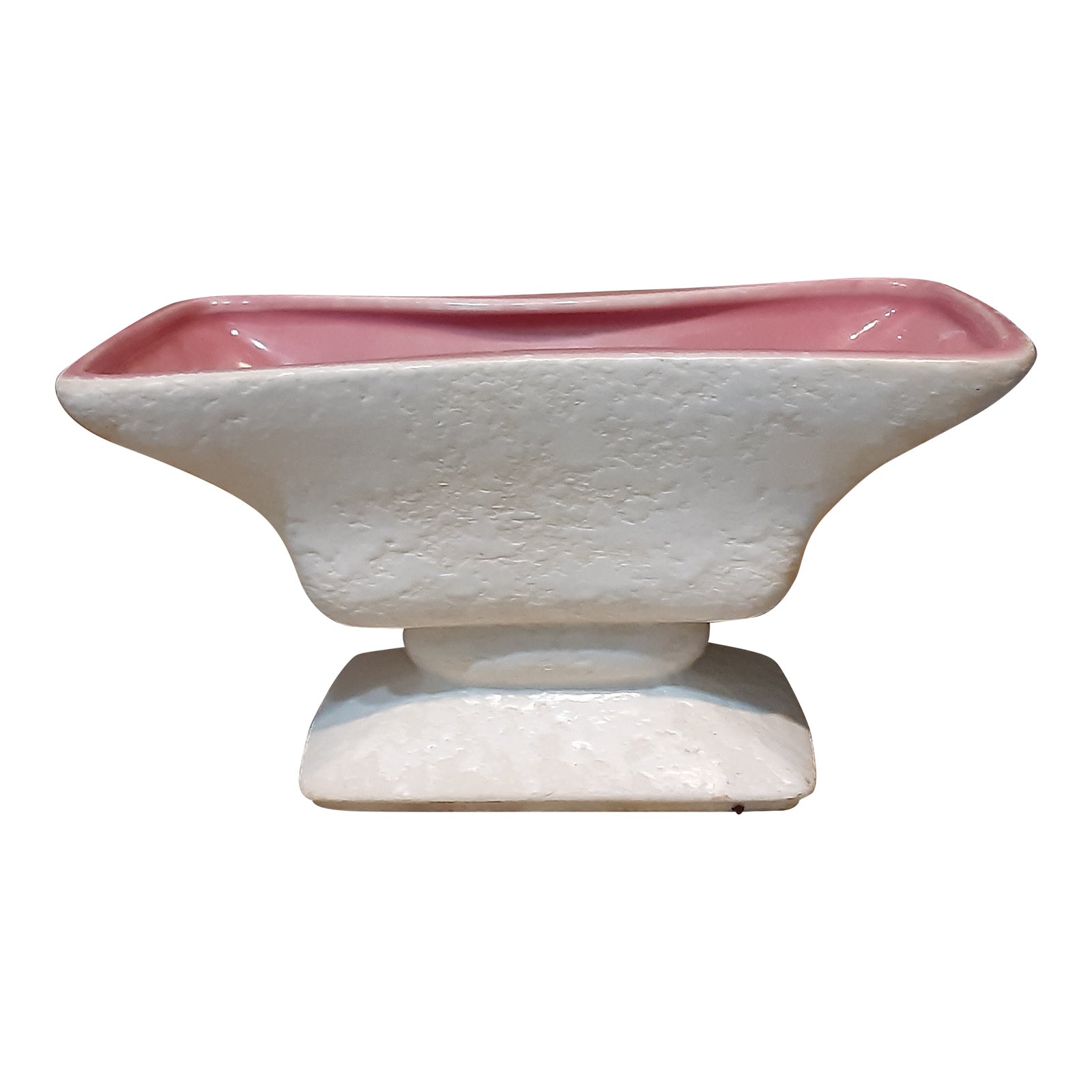 MCM Art Deco White Planter/ Centerpiece | Chairish