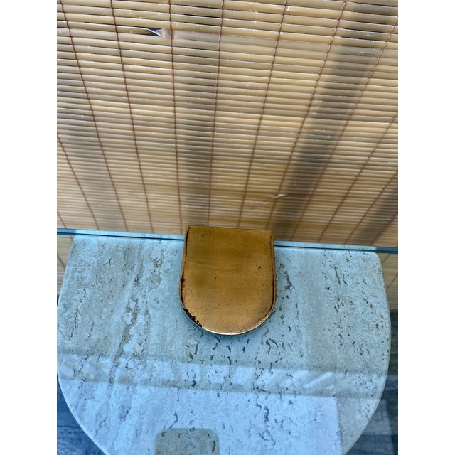 Postmodern Marble and Brass Half-Moon Shaped Side Table in the Artedi ...