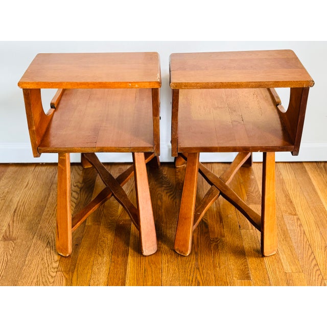 Vintage 1950s Cottage Style Maple Wood Side Tables, a Pair | Chairish
