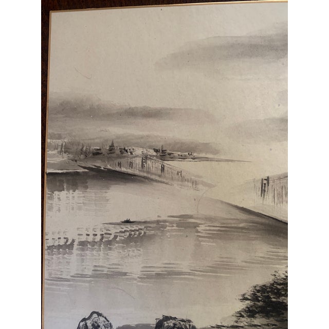 1980s Daiun Aoyagi "Suiboku Sansui" Shikishi Painting, Ink on Paper ...