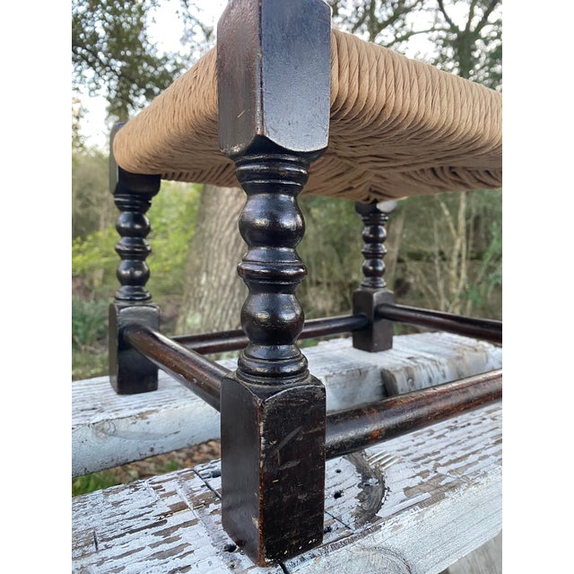 Woven Rope Stool on Turned Legs (Uk) | Chairish