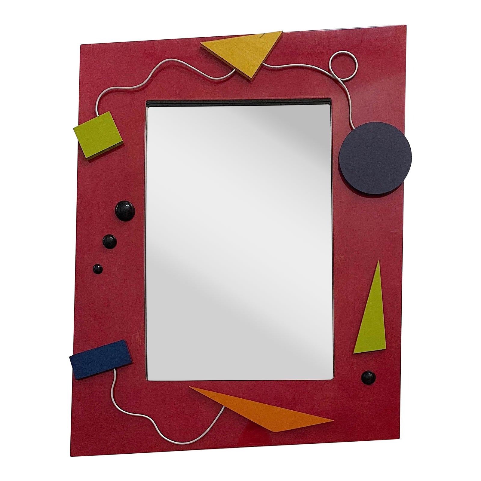 Vintage Memphis Style Geometric Wall Mirror | Chairish