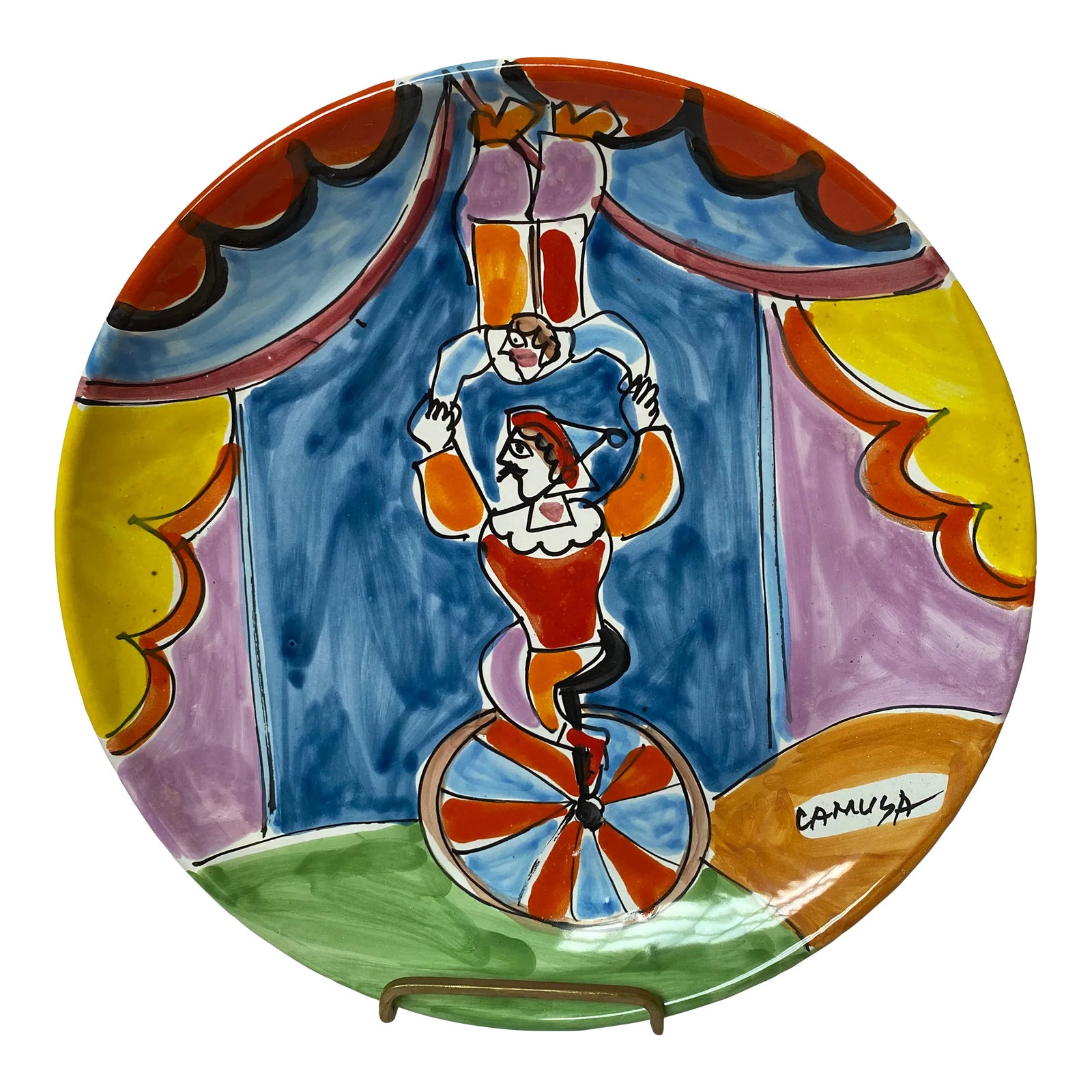 1990s La Musa Carnevale Acrobat Series Plate for Saks Fifth Avenue ...