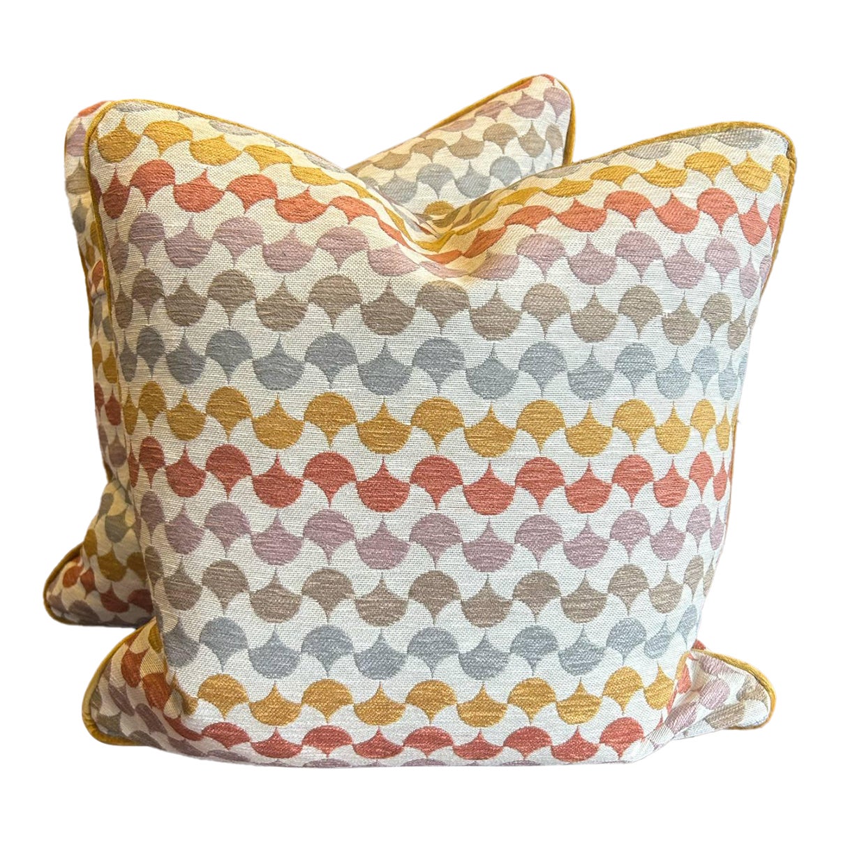 Mid-Century Modern Geometric Pillows in Coral, Goldenrod, Lilac, and ...