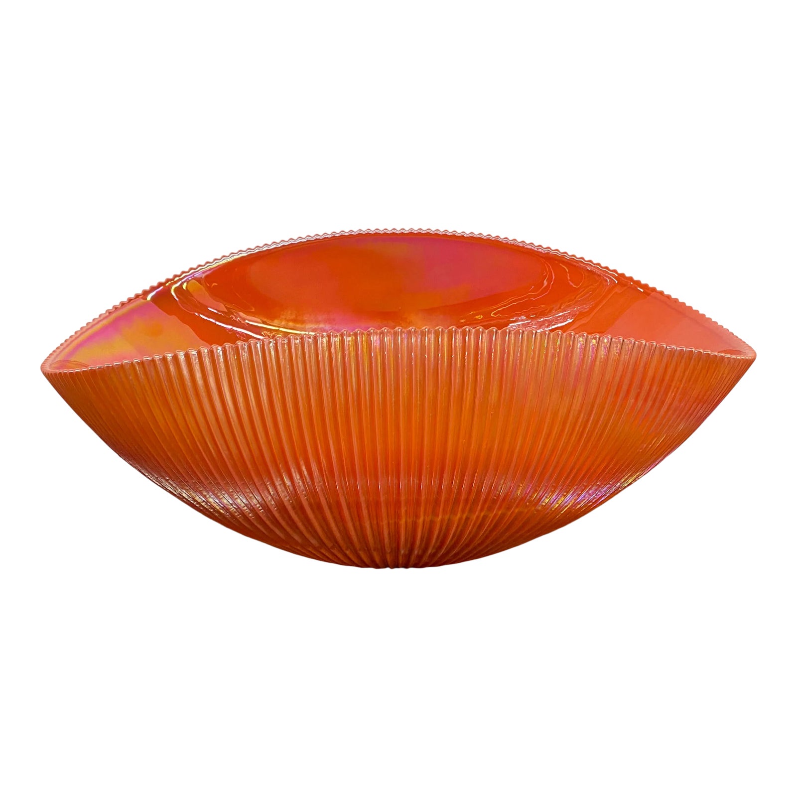 2000s Yalos Casa Murano Iridescent Orange Italian Hand-Blown River ...