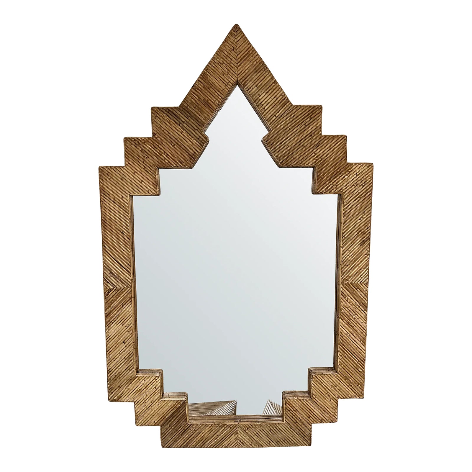 Extra Large Rattan Pyramid Mirror by Vivai Del Sud. Italy, 1970s | Chairish