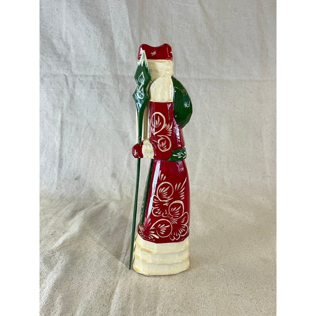 20th Century Hand Carved Wooden Santa Claus Figurine | Chairish