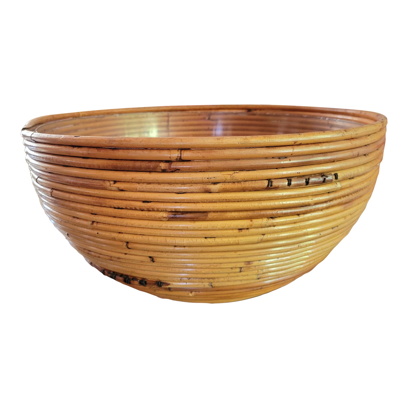 Vintage Mid-Century Modern Italian Pencil Reed Bowl | Chairish