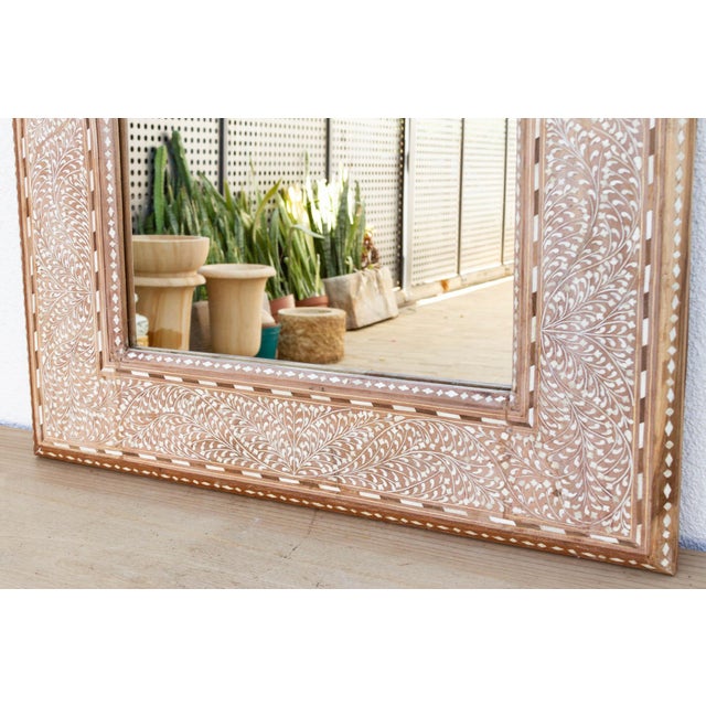 Reclaimed Teak Natural Inlay Mirror | Chairish