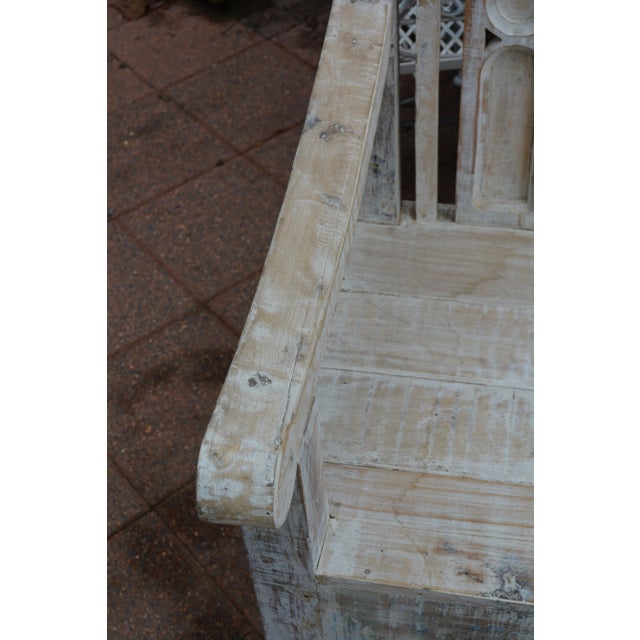 Gothic White Washed Wooden Bench | Chairish