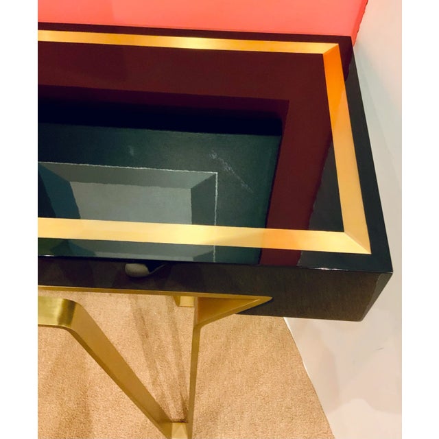 Caracole Signature Modern Black and Gold Lacquered Console Table | Chairish