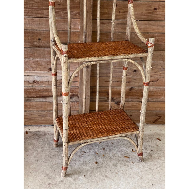 Palecek Farmhouse Coastal Faux Bamboo Wicker Hall Tree | Chairish