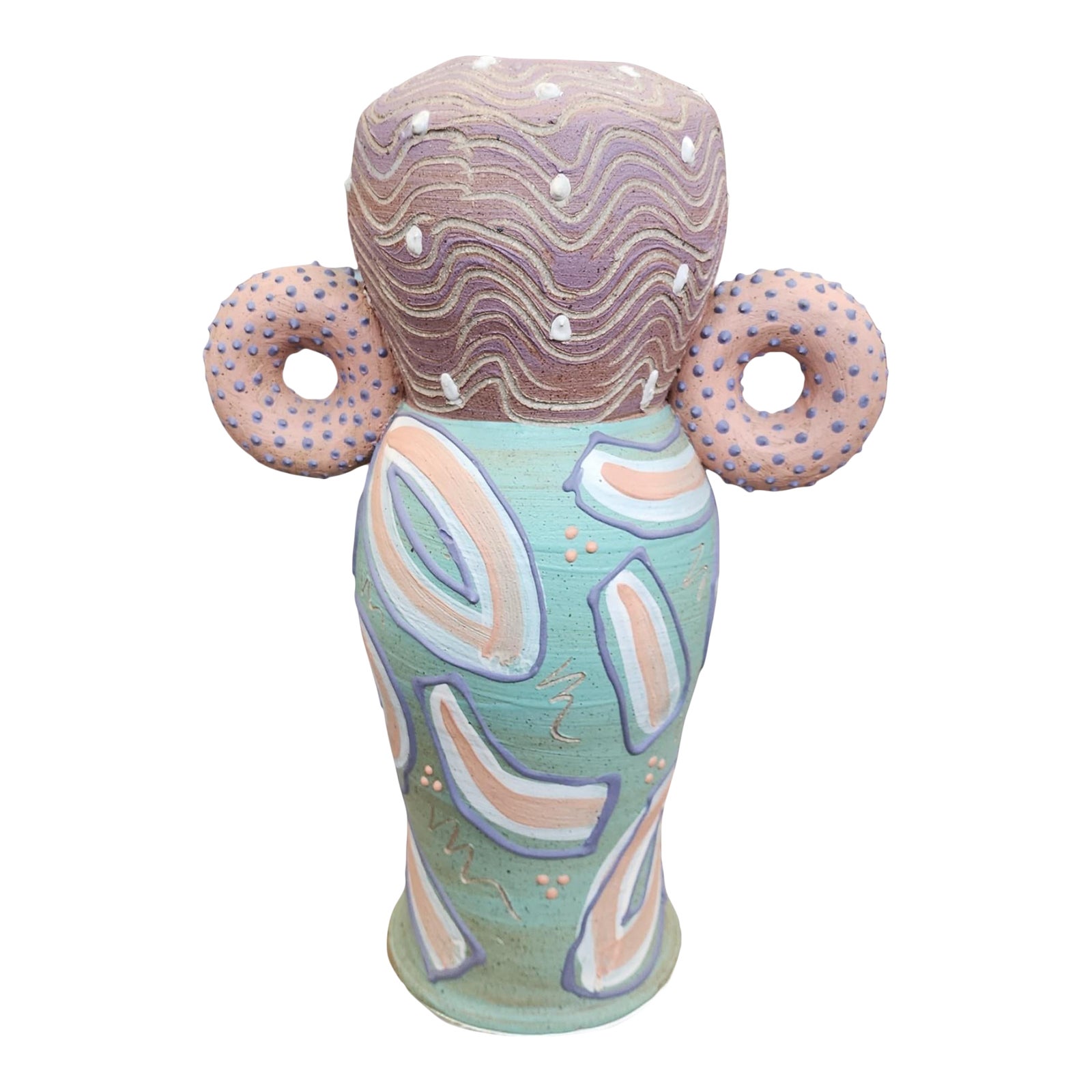 Unusual & Funky Colorful Hand-Painted Pottery Vase Signed Cunningham ...