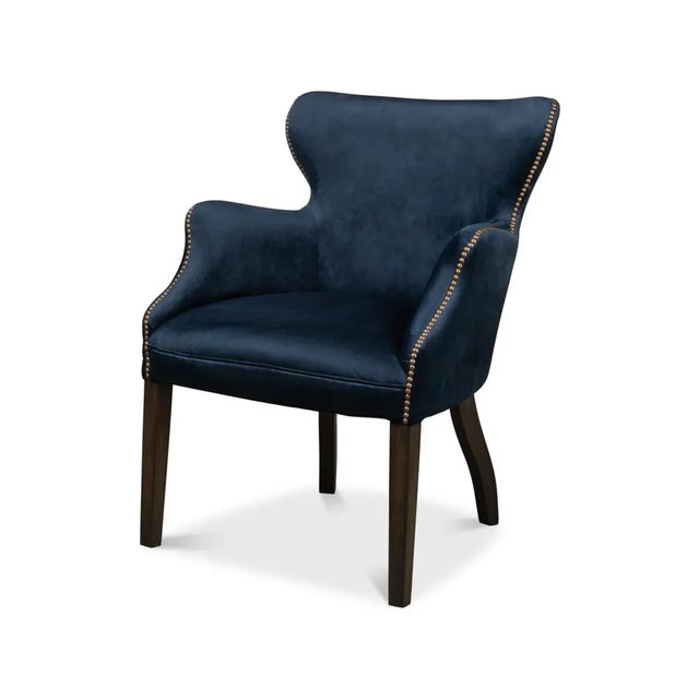 Contemporary Blue Velvet Accent Chair | Chairish