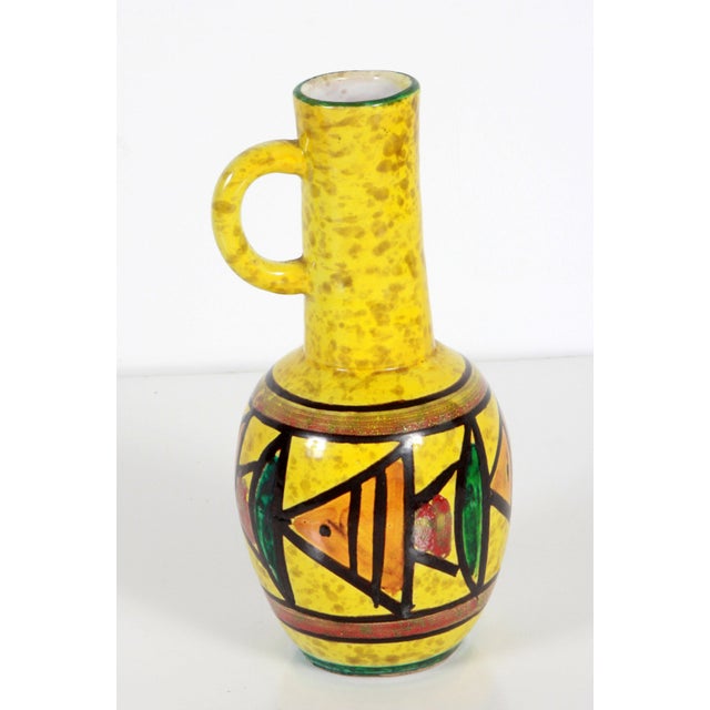 Italian Mid Century Modern Yellow Fish Jug Vase | Chairish
