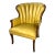 Vintage Yellow Channel Back Wing Chair | Chairish