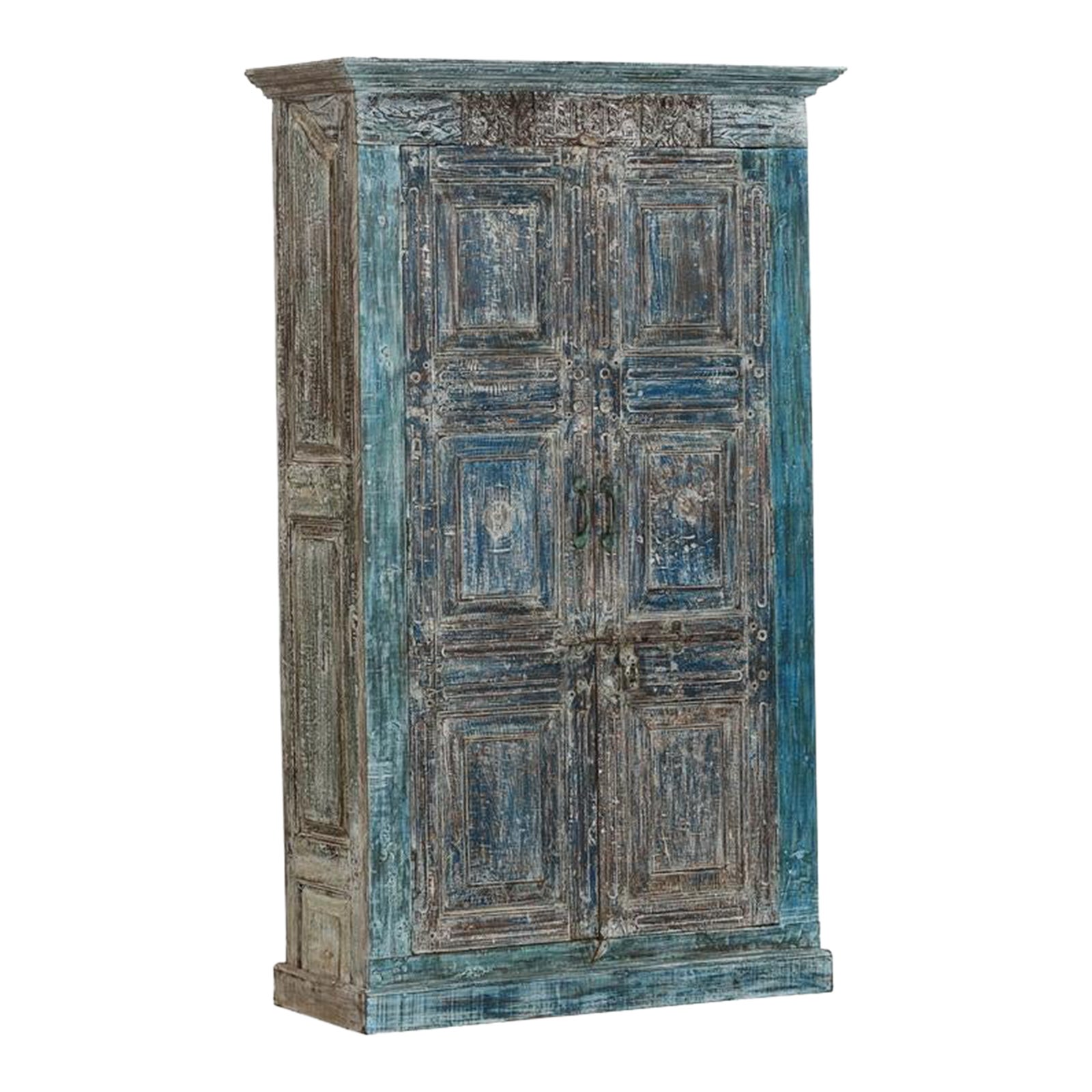 Vintage Anglo-Indian Teakwood Almirah/Armoire Constructed From Antique ...