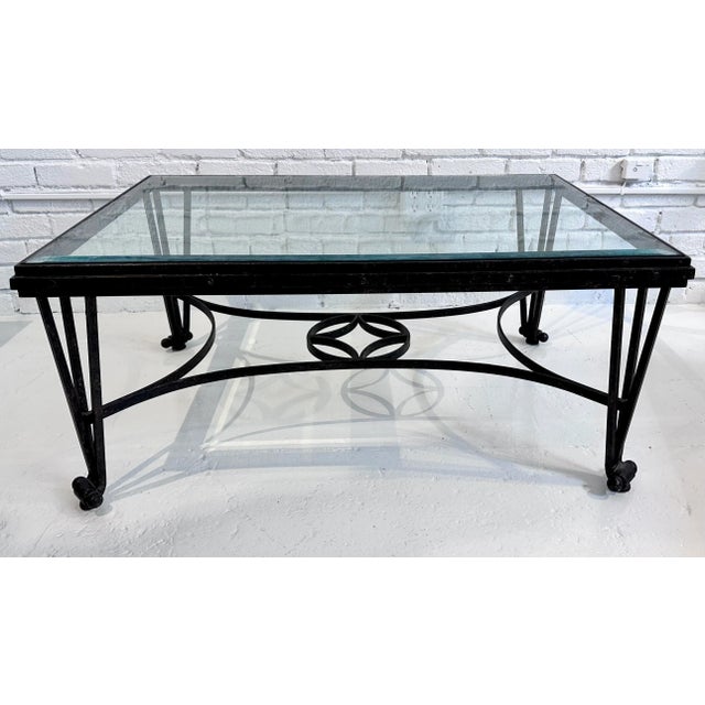 Gregorius Pineo Wrought Iron & Glass Coffee Table | Chairish