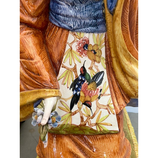 Set of 2 Domenico Poloniato Italian Large Glazed Ceramic Asian ...