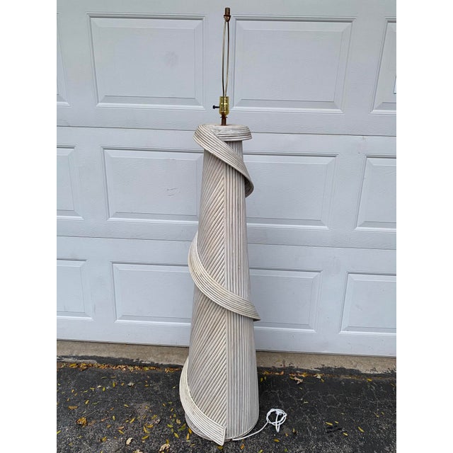 1980's Monumental Cerused Pencil Reed Floor Lamp | Chairish
