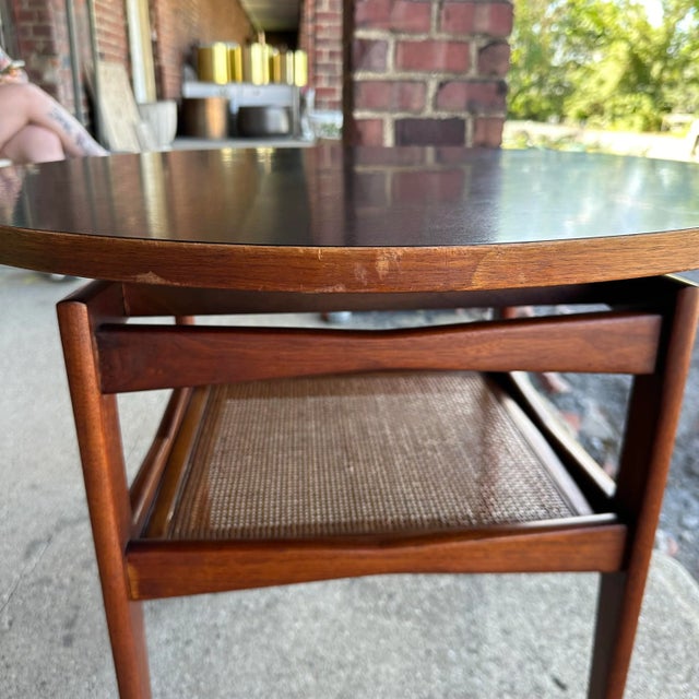 Jens Risom Two Two-Tiered Caned Side Table | Chairish