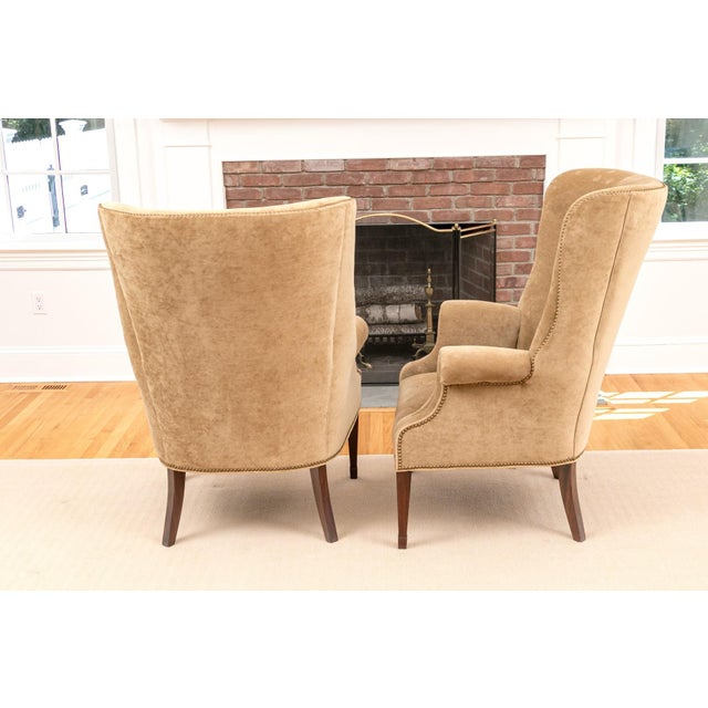 Pair of Hickory Chair Federal Style Isaac Wing Chairs With Velvet ...