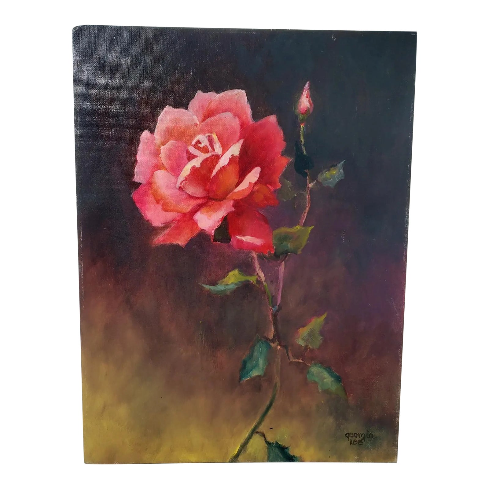 Late 20th Century Vintage Georgia Lee Scarlott Painting - Signed - Rose ...