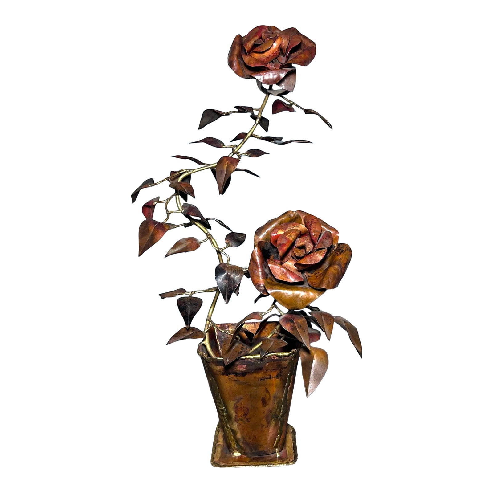 Vintage 1960’s American Brutalist Welded Copper/Brass Roses in Flower ...