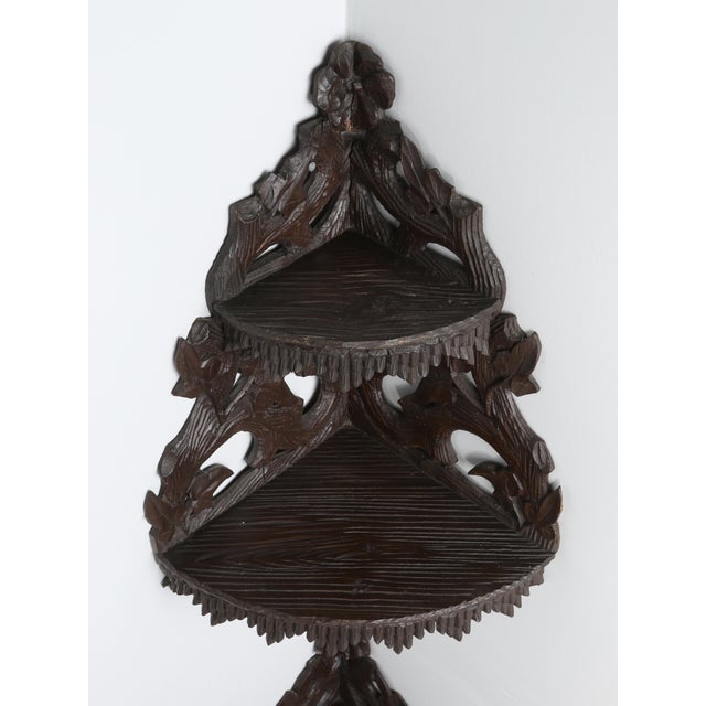 Black Forest Pair of Corner Shelves Original Hand Carved Switzerland ...
