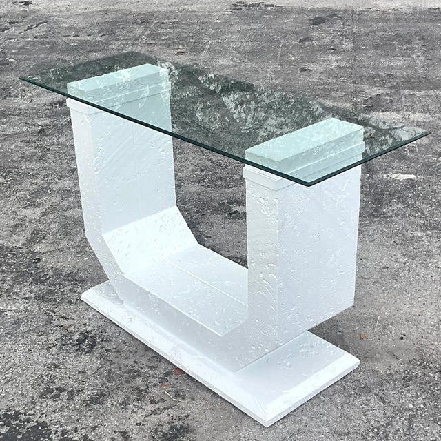 Vintage Coastal Plaster Console Table | Chairish