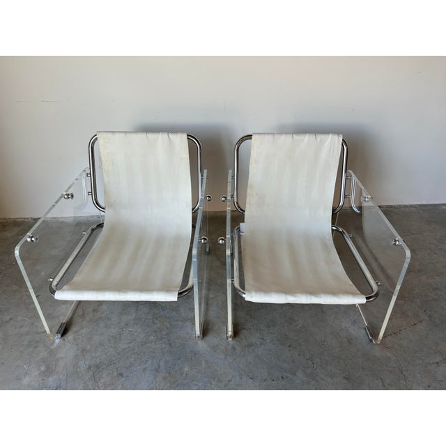 Mid Century Pace " Argenta" Lucite and Chrome Lounge Chairs- a Pair ...
