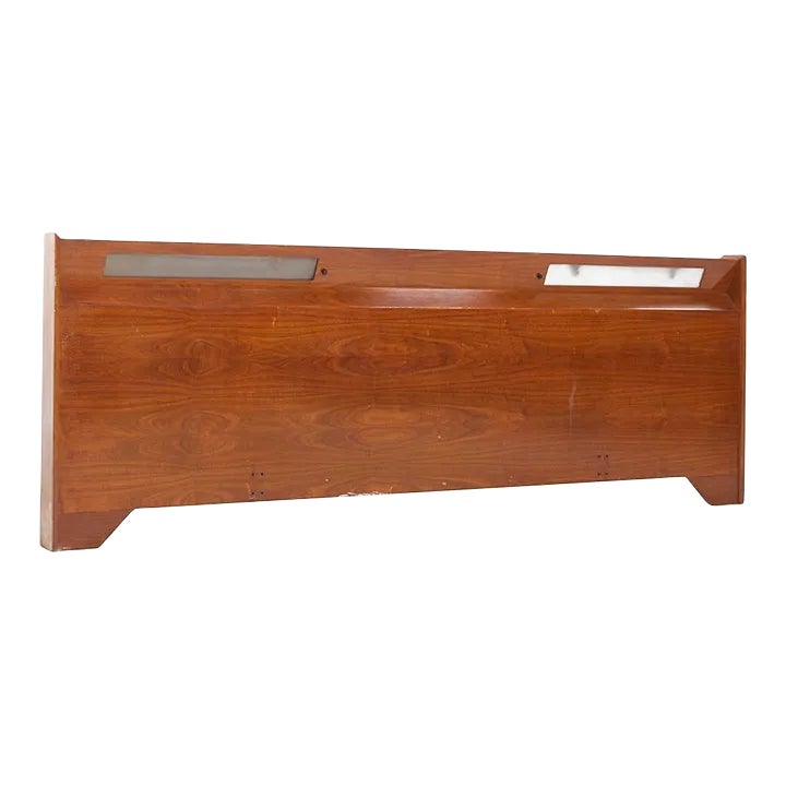 Albert Parvin Style Mid Century Walnut King Headboard | Chairish