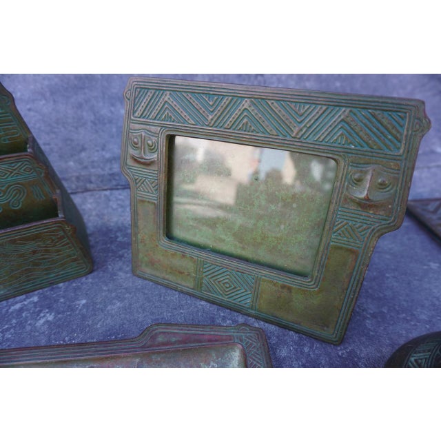 Tiffany Studios Bronze American Indian Motif Desk Set Complete 10 ...